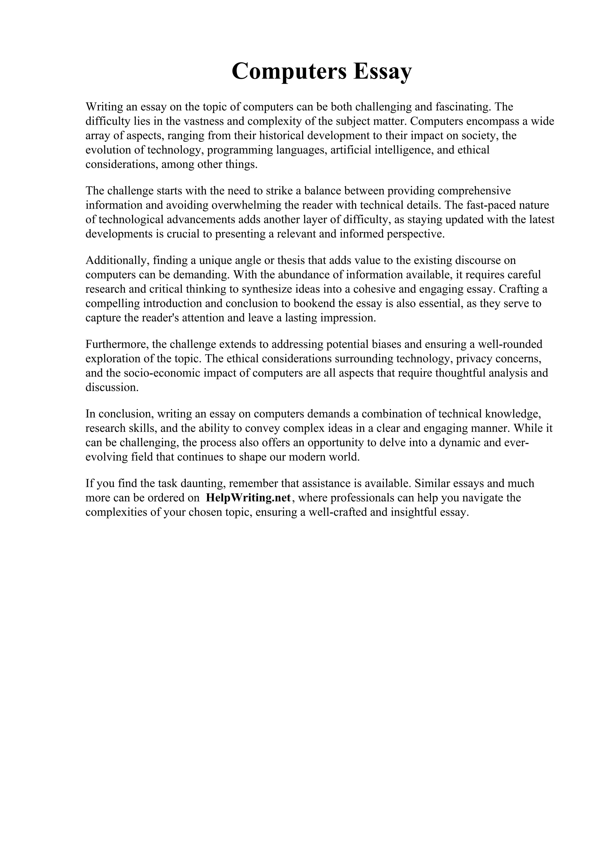 Computers Essay | PDF