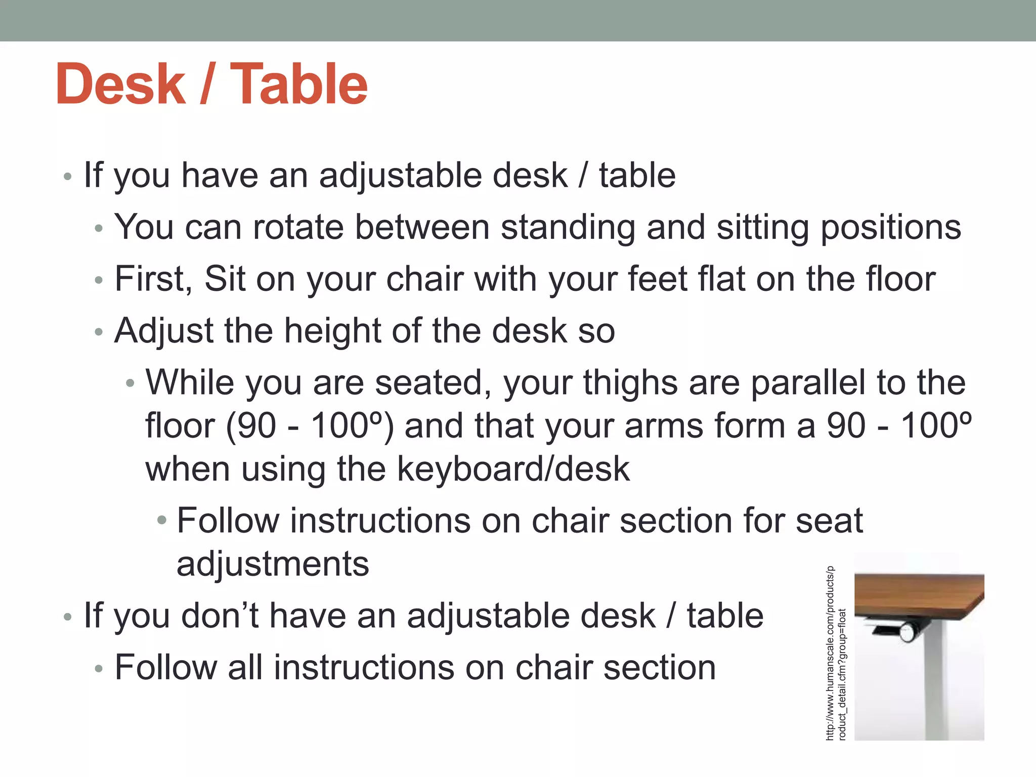Computer set up ergonomics | PPTX