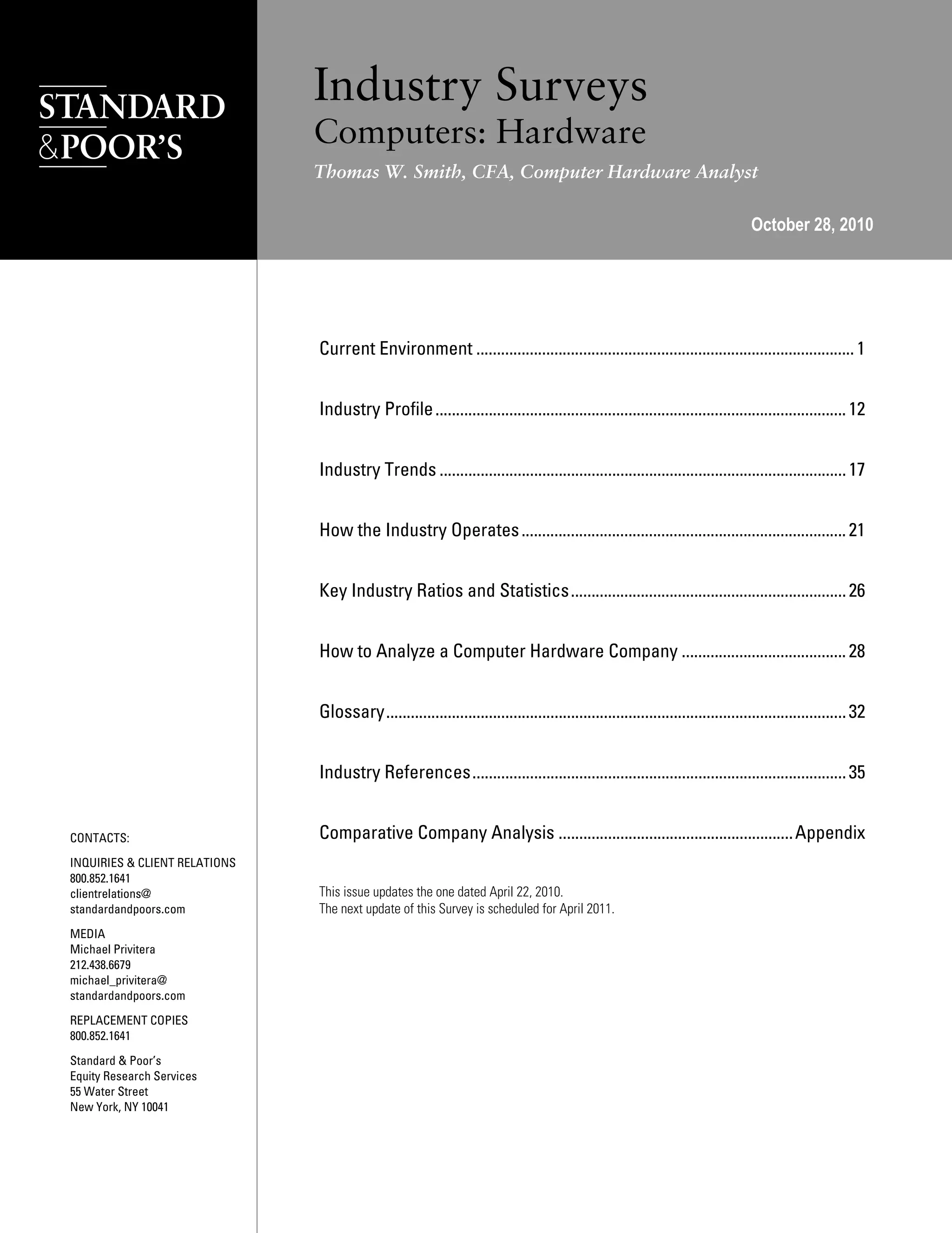 Standard & Poor's Industry Surveys: Computers, Hardware - October 28 ...