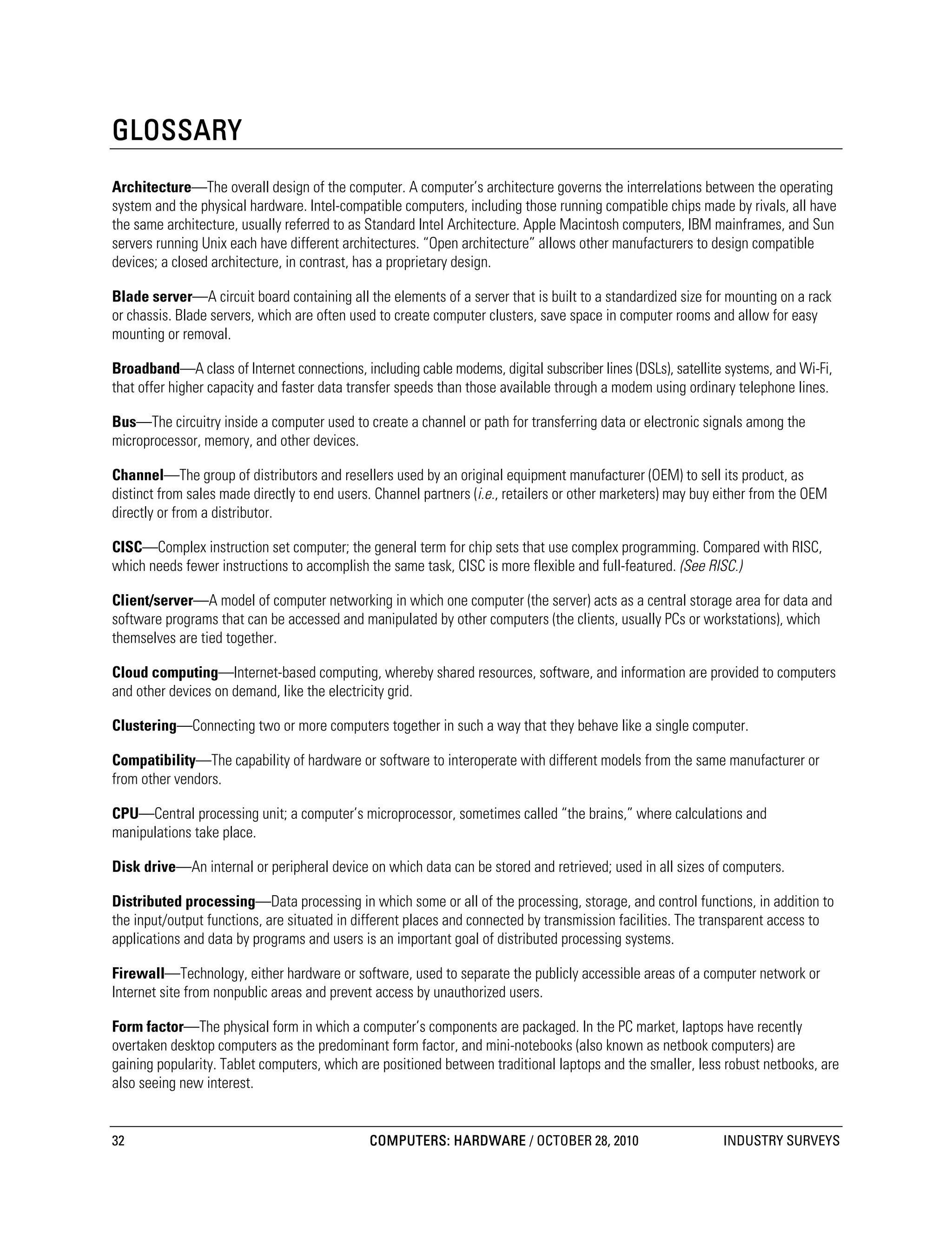 Standard & Poor's Industry Surveys: Computers, Hardware - October 28 ...