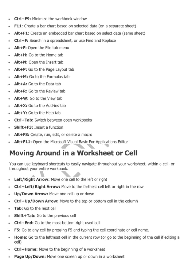 Computer Shortcut key A to Z (MS Word, Excel, PPT) | PDF | Desktop Publishing | Computer ...