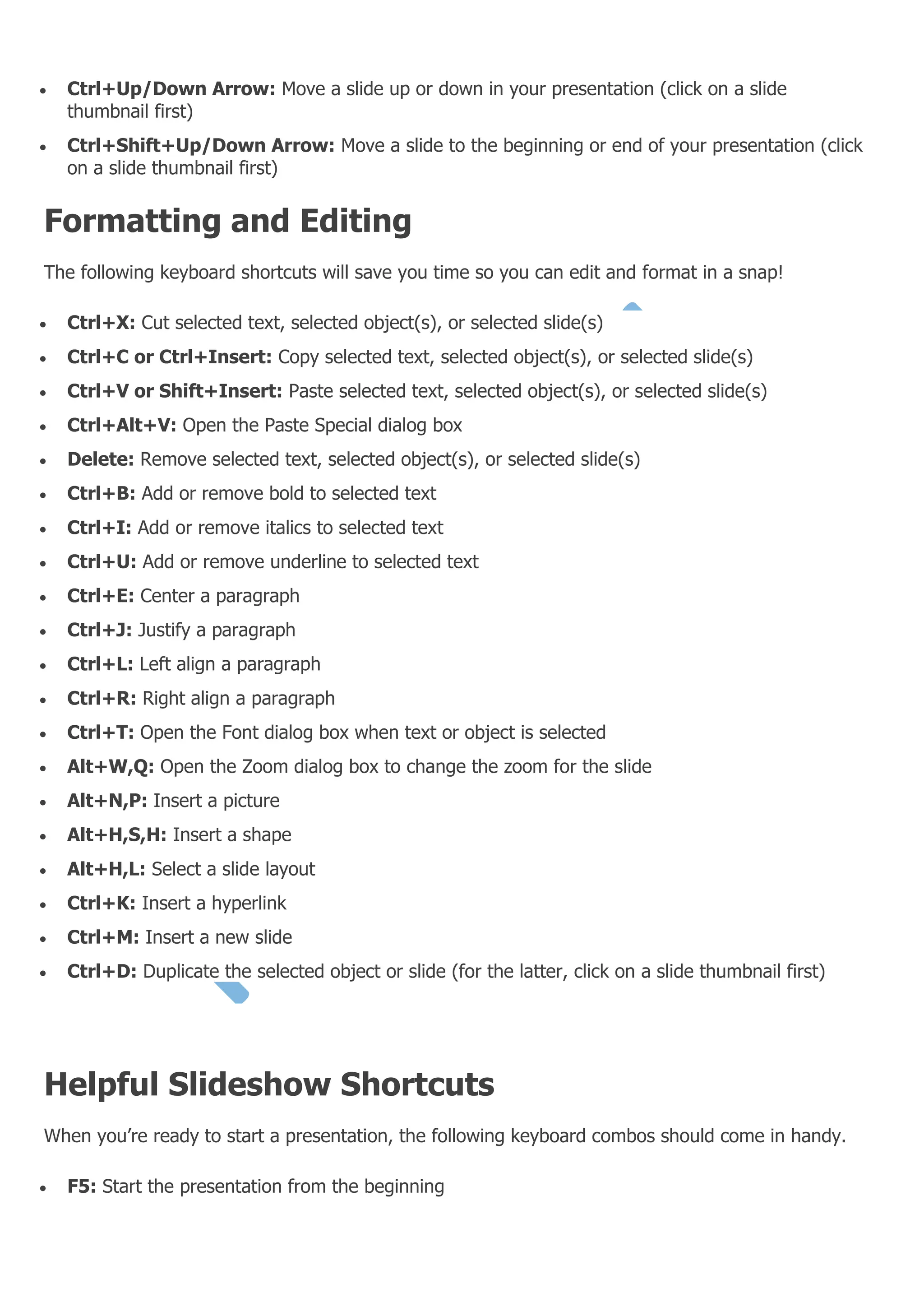 Computer Shortcut Keys A to Z (MS Word, Excel, PowerPoint) | PDF