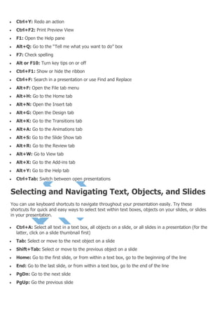 Computer Shortcut Keys A to Z (MS Word, Excel, PowerPoint) | PDF