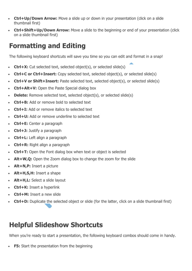Computer Shortcut Keys A to Z (MS Word, Excel, PowerPoint) | PDF
