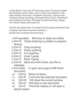 Computer shortcut keys | PDF