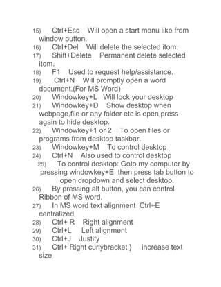 Computer shortcut keys | PDF