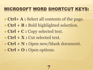 Computer shortcut keys | PPTX