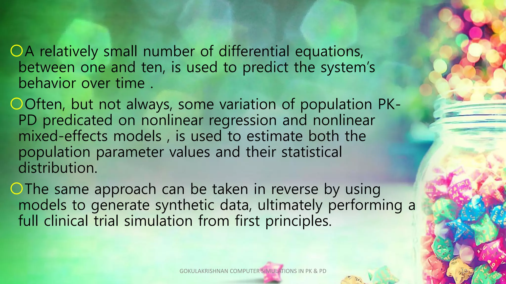 Computer simulations in pharmacokinetics and pharmacodynamics | PDF