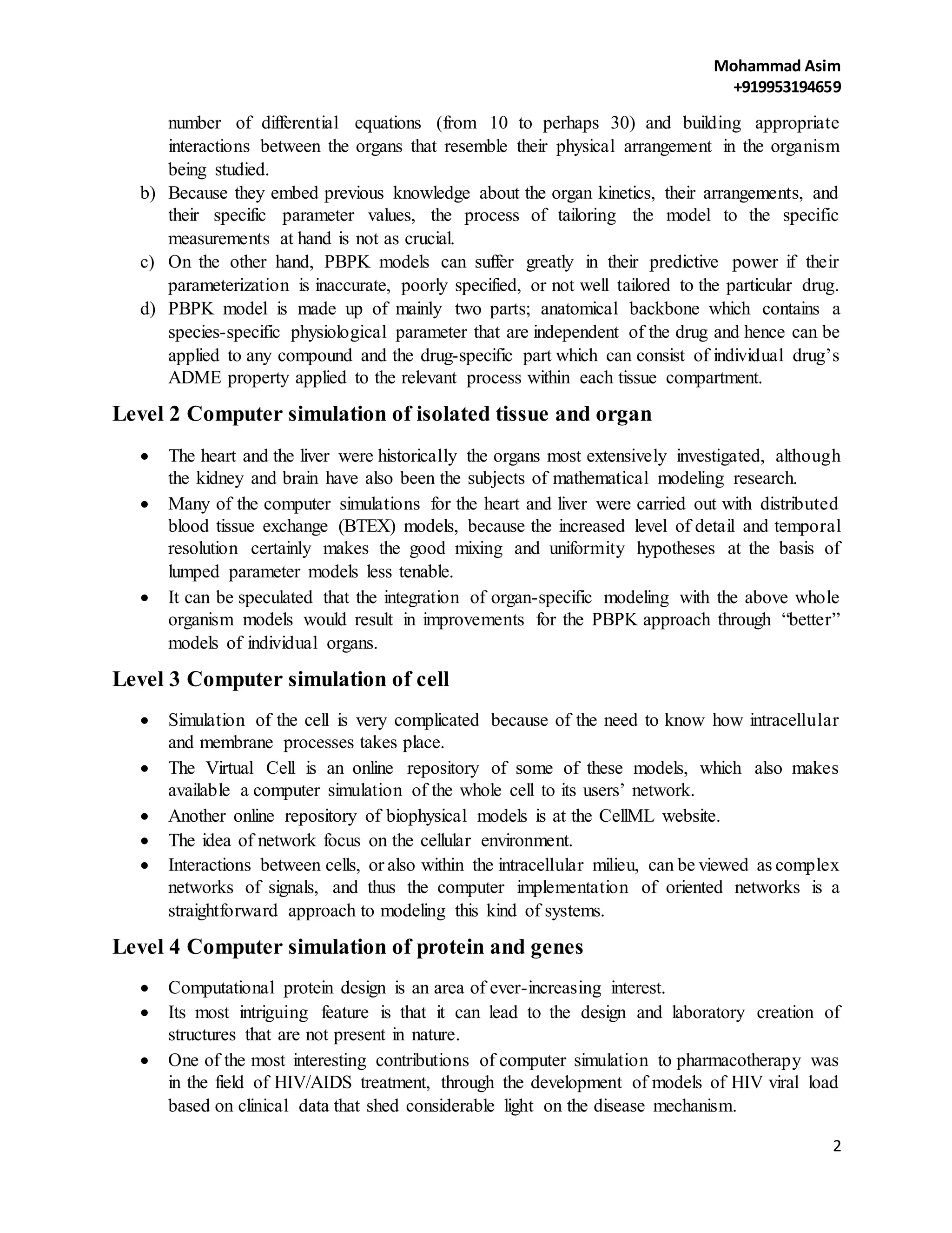 Computer simulation in pharmacokinetics and pharmacodynamics | DOCX