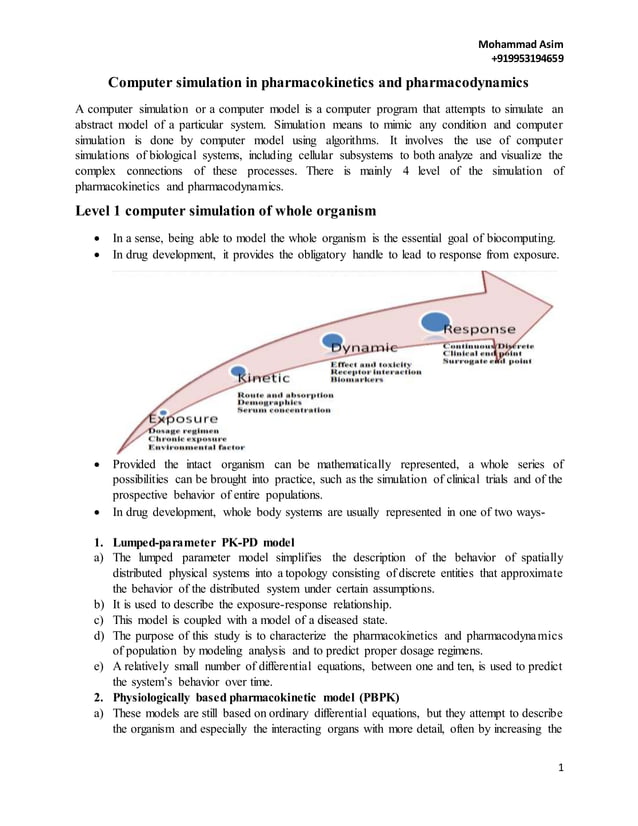 Computer simulation in pharmacokinetics and pharmacodynamics | DOCX