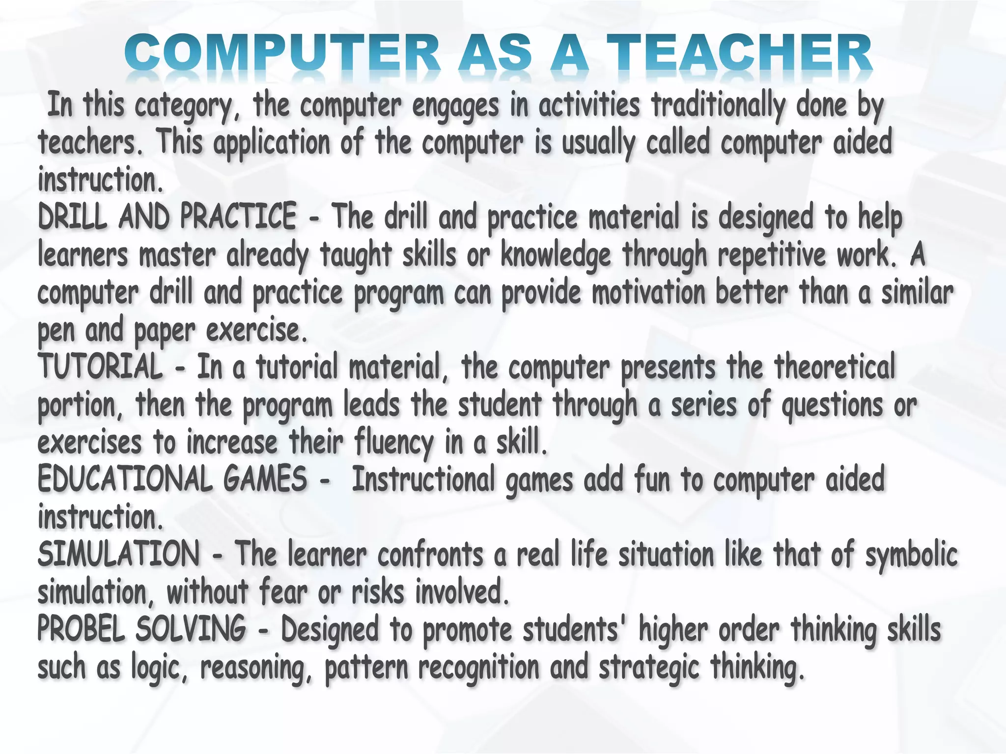 Computers in education | PPTX