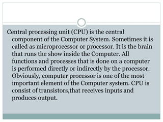 Computer CPU.pptx | Computer Peripherals | Computing