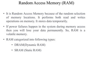 Introduction to COMPUTER’S MEMORY RAM and ROM | PPTX