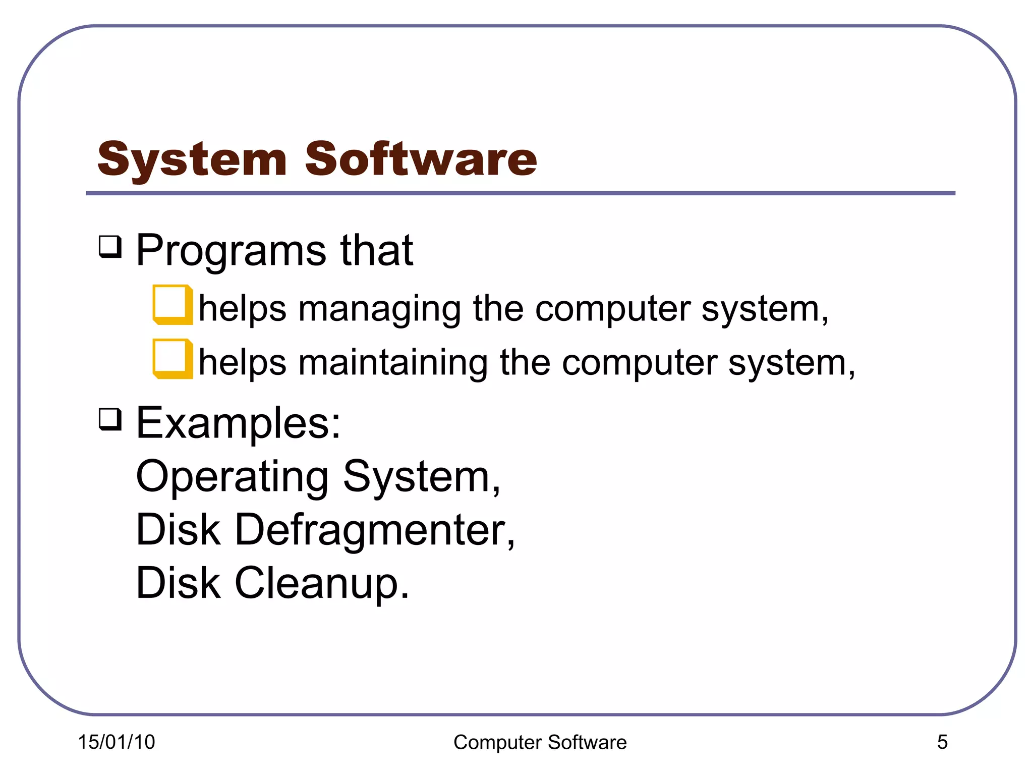 Computer Software Ppt Operating Systems Computer Software And Applications