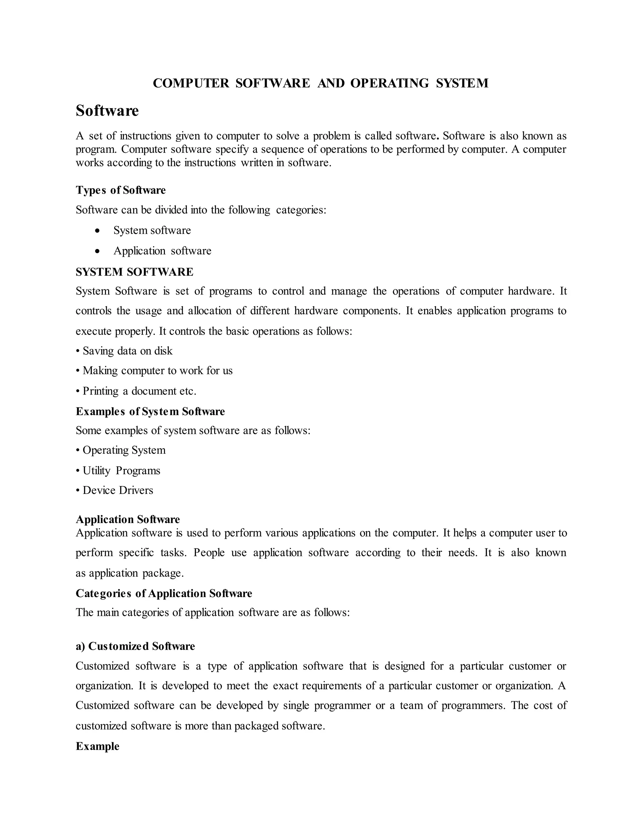 Computer software and operating system | PDF