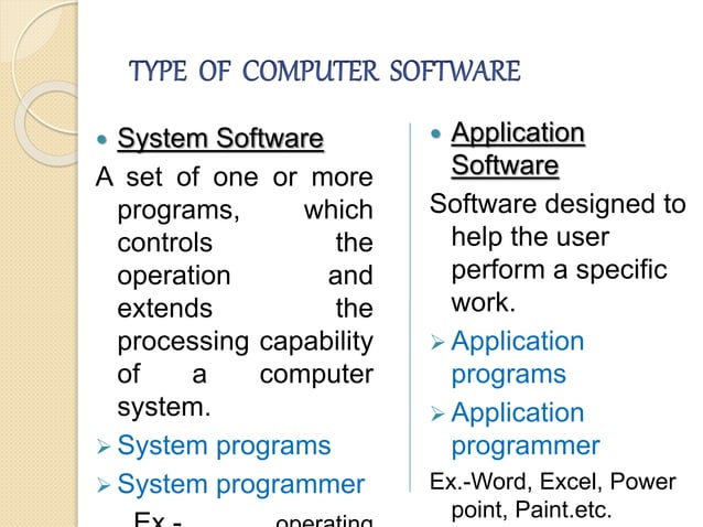 Computer software | PPTX | Operating Systems | Computer Software and Applications