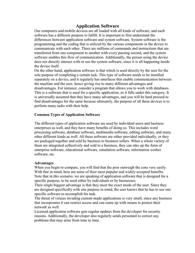 Computer Software Is Defined Docx Operating Systems Computer Software And Applications