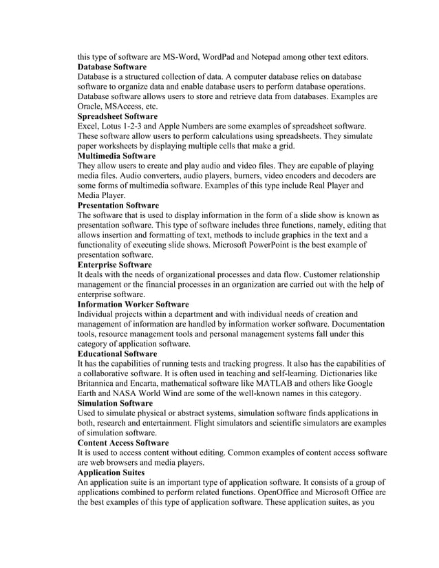 Computer Software Is Defined Docx Operating Systems Computer Software And Applications