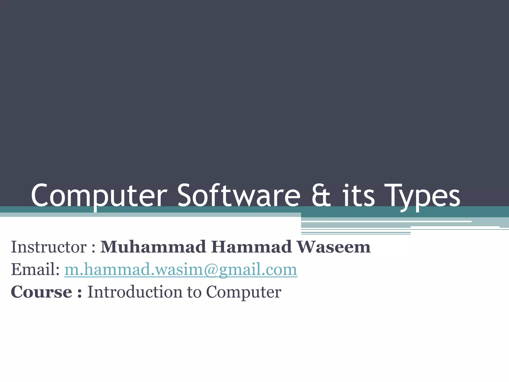Computer Software And Its Types Pptx Operating Systems Computer Software And Applications