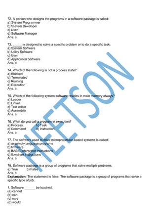 Computer Software MCQ (Application Related Question) | PDF