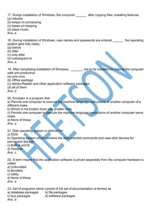 Computer Software MCQ (Application Related Question) | PDF