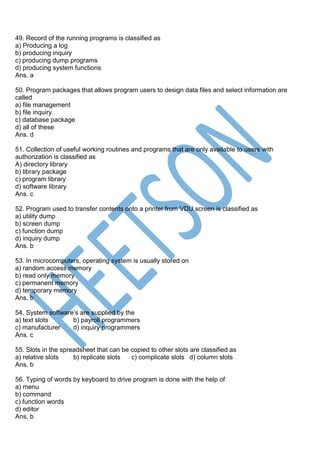 Computer Software MCQ (Application Related Question) | PDF