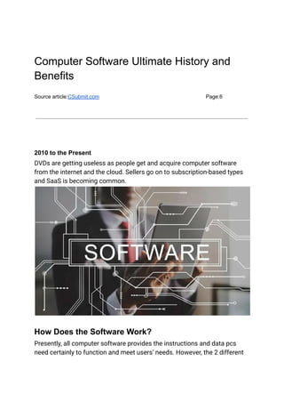 Computer Software Ultimate History and Benefits | PDF