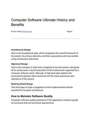Computer Software Ultimate History and Benefits | PDF