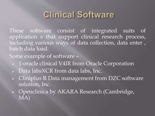 Computer software used in PHARMCAY AND PHARMACEUTICAL RESEARCH | PPTX