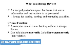 An integral part of computer hardware that stores information and ...