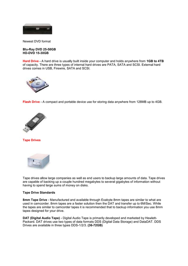 Computer storage devices | DOCX | Data Storage and Warehousing | Computing