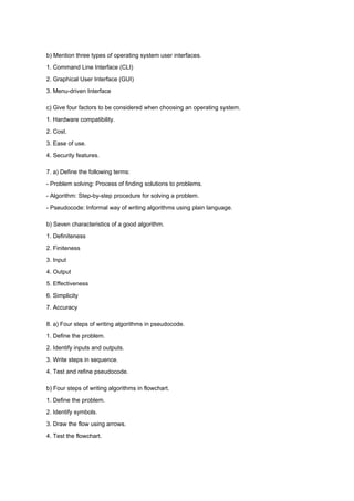 Computer science examination test FORM ONE | PDF