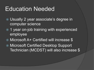 Computer support specialist | PPTX