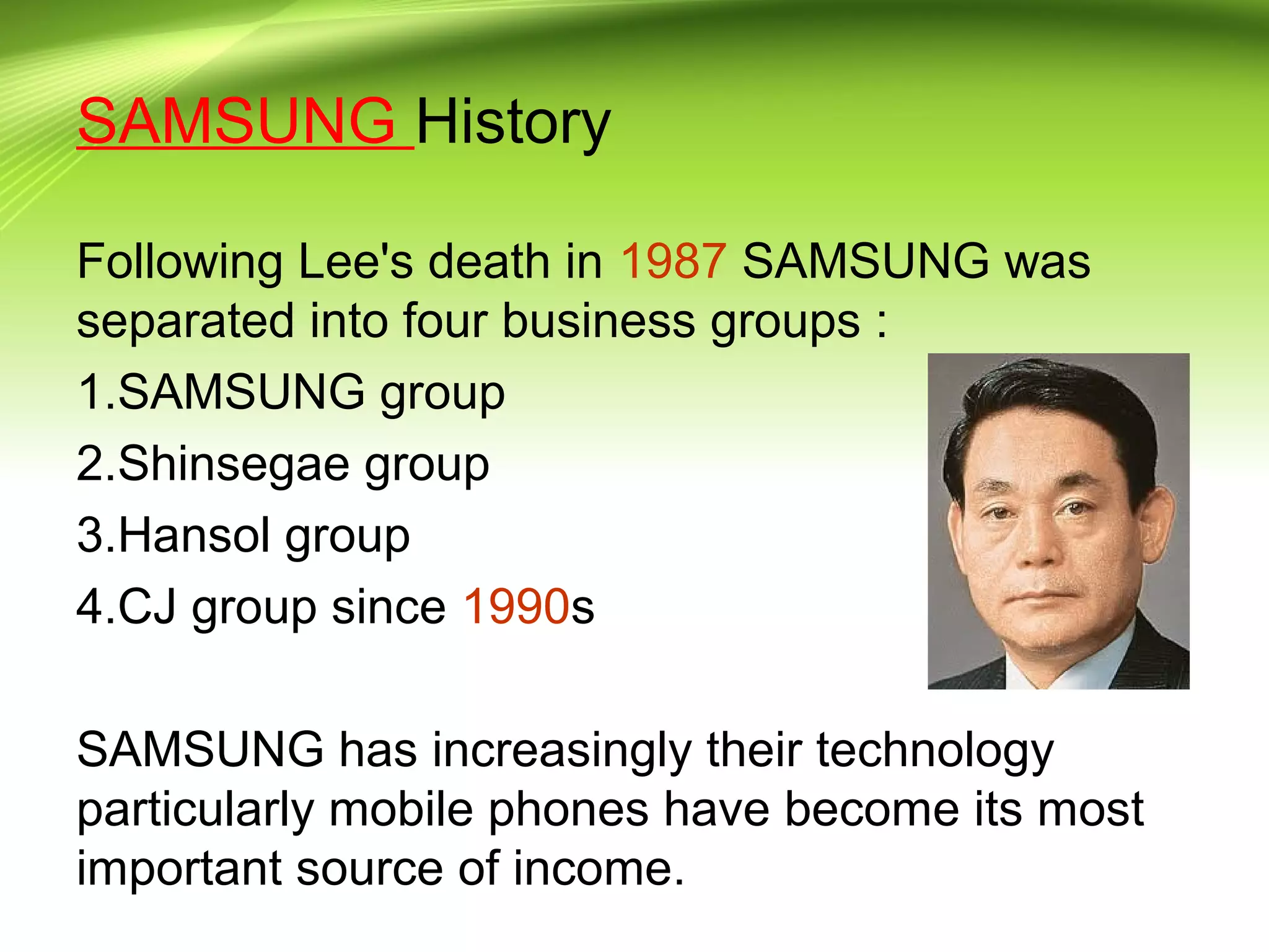 Samsung, Samsung history => Computer system & applications | PPT