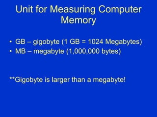 Computer system components 6th grade frit 8530 | PPT