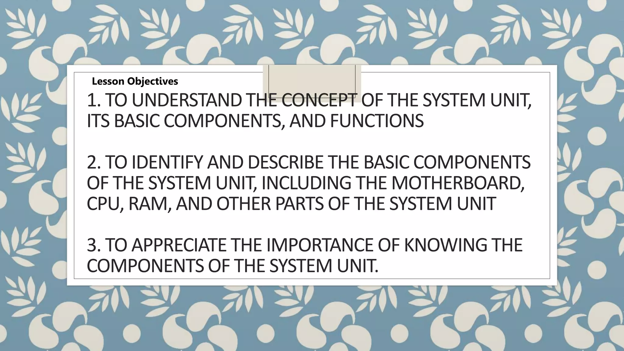 Computer System Unit.pptx | Operating Systems | Computer Software and ...