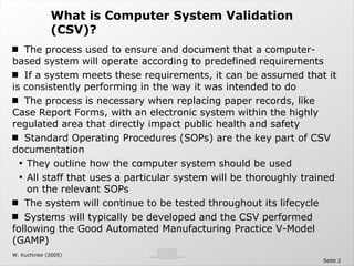 Computer System Validation - The Validation Master Plan | PDF