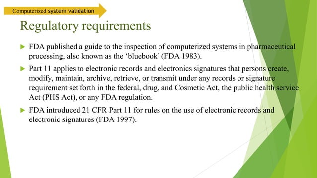 Computerized system validation | PPTX | Pharmaceutical Industry ...