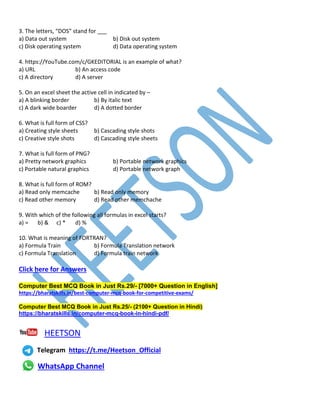 Computer Technology Question Answer Fundamental MCQ | PDF