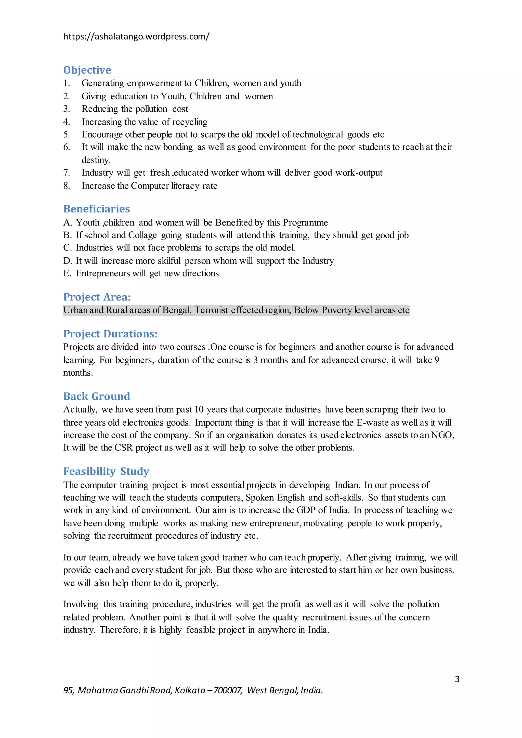 Computer traning project ashalata | DOCX