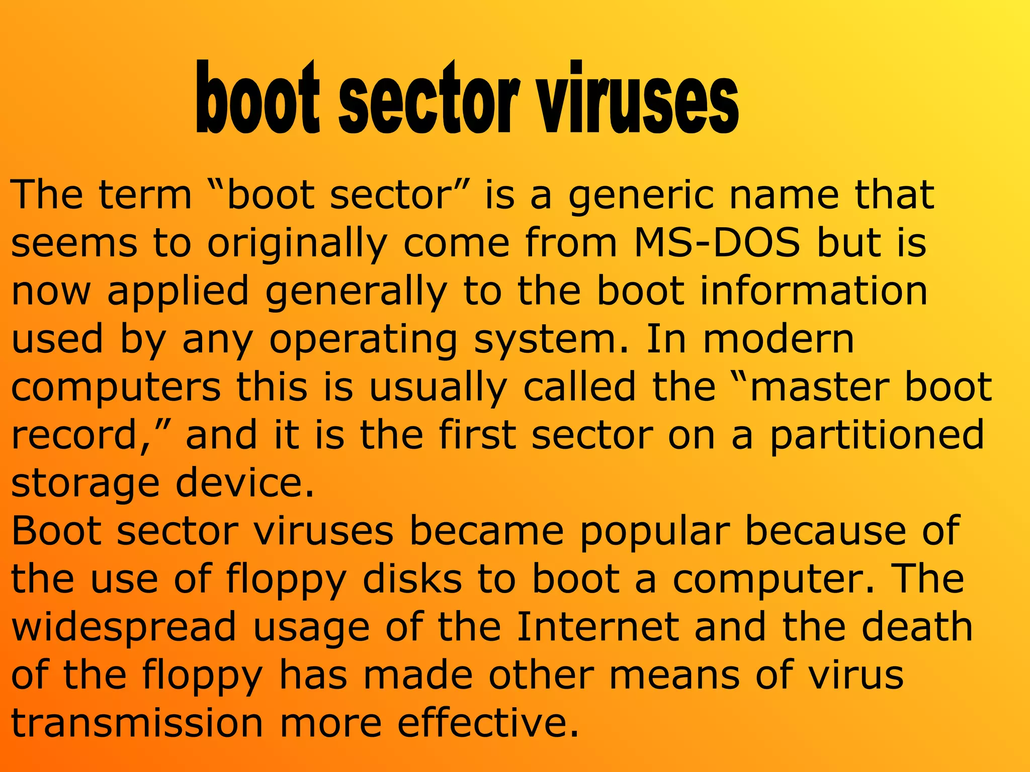 Computer virus | PPT | Operating Systems | Computer Software and Applications