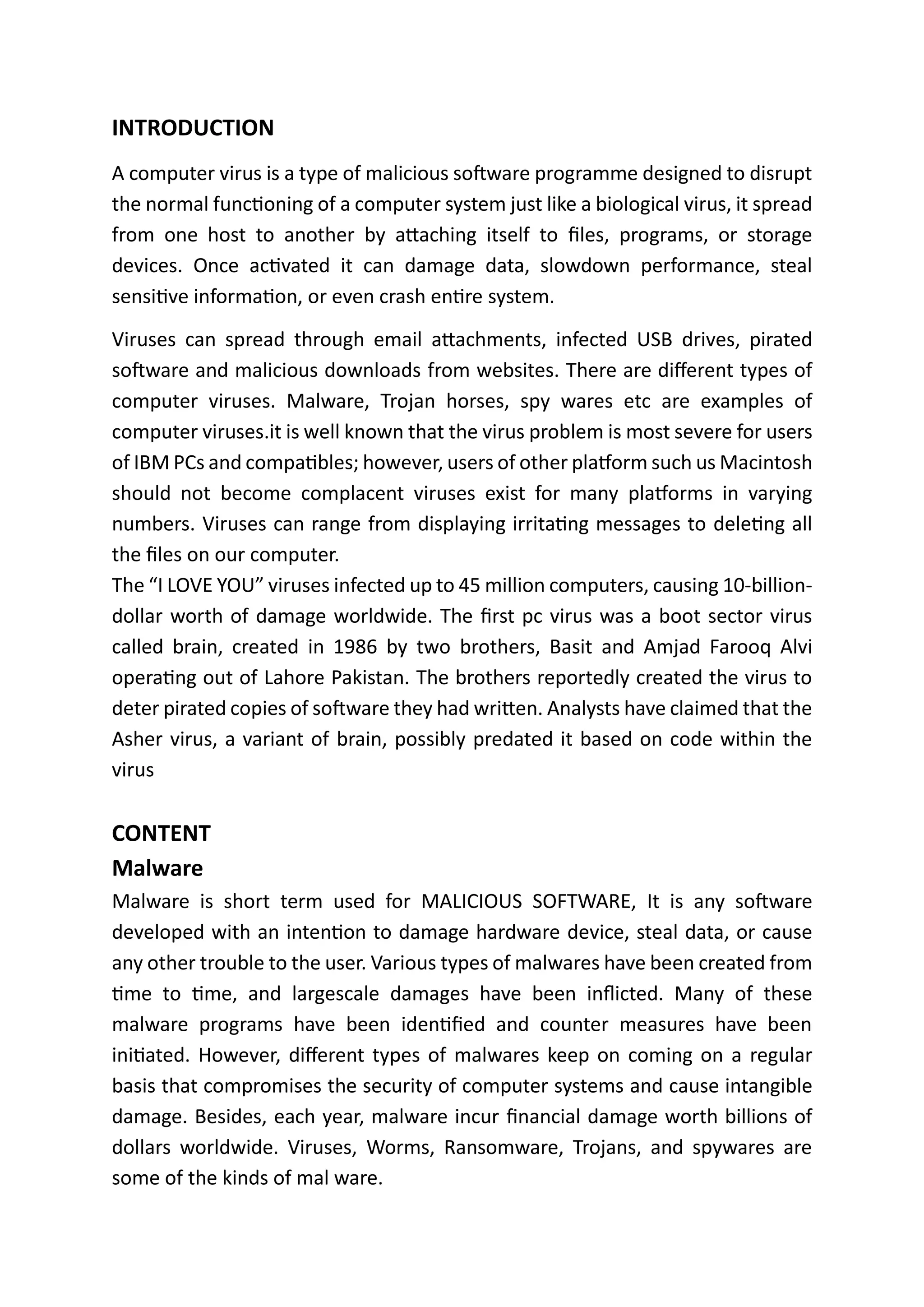 Computer Virus and their classifications | PDF
