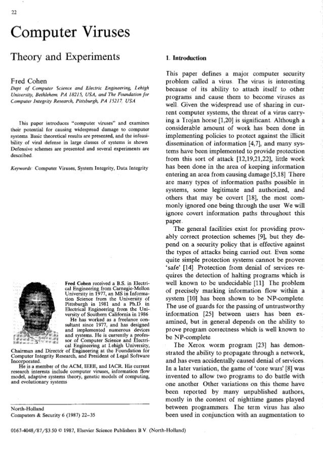 Computer viruses theory and experiments