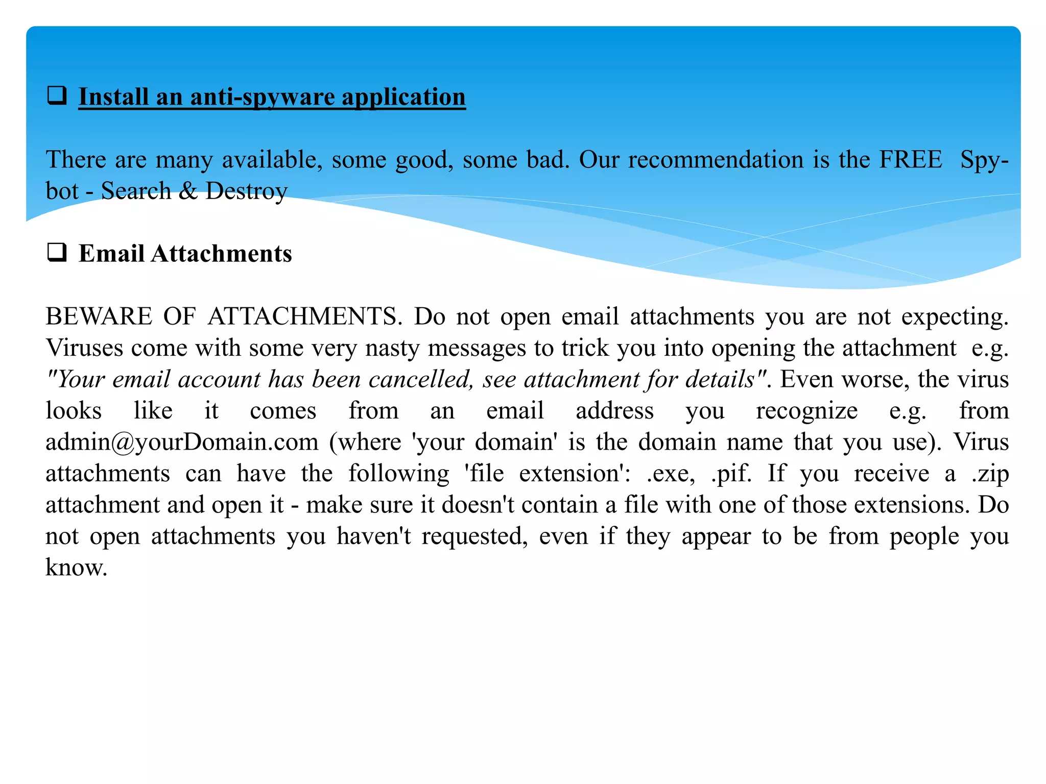 Computer viruses and prevention techniques | PPTX