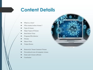 Computer virus & its cure | PPTX | Operating Systems | Computer Software and Applications