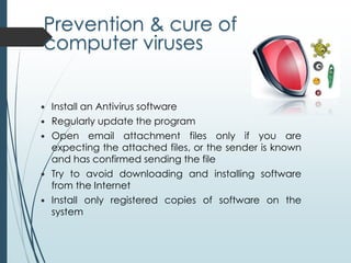 Computer virus & its cure | PPTX | Operating Systems | Computer Software and Applications