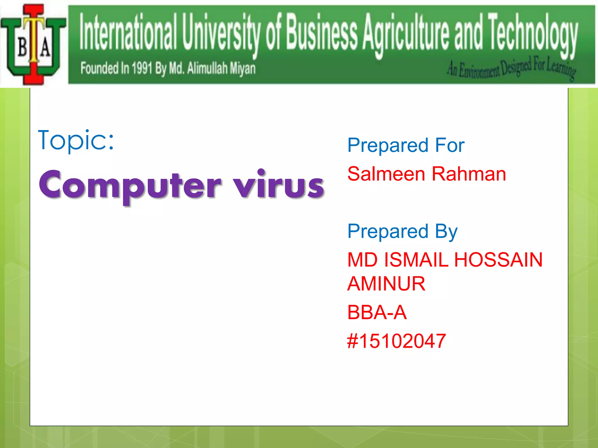 Computer virus 2015 | PPTX