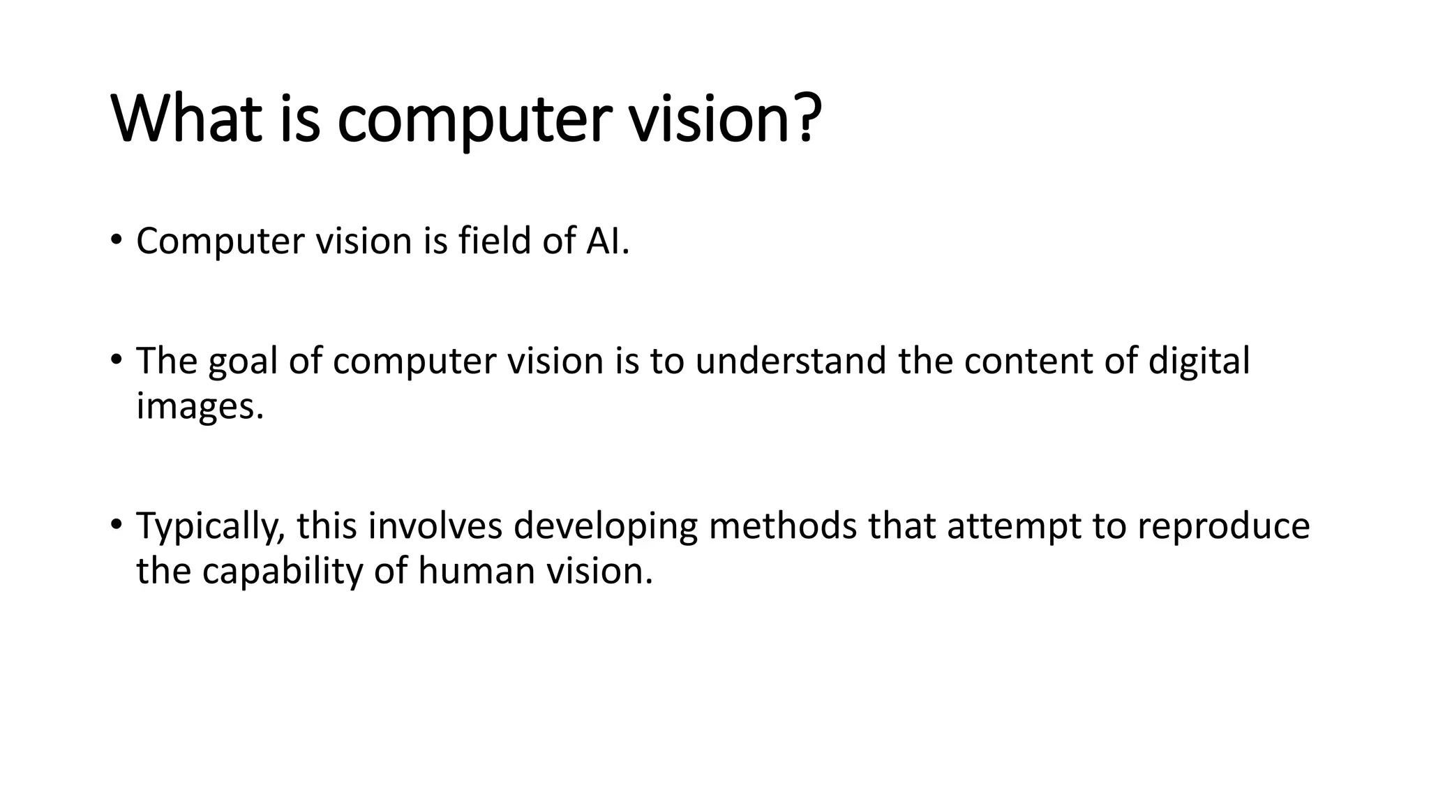 Computer vision | PPTX | Artificial Intelligence | Technology & Computing
