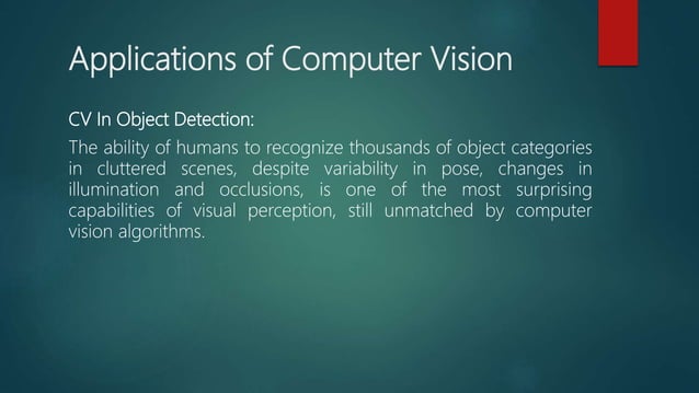Computer vision ppt | PPTX | Artificial Intelligence | Technology ...