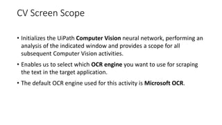Computer vision activities in ui path | PPTX